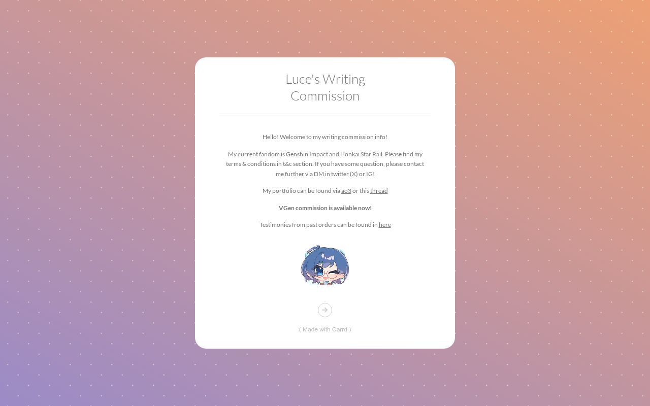 Luce's Writing Commission